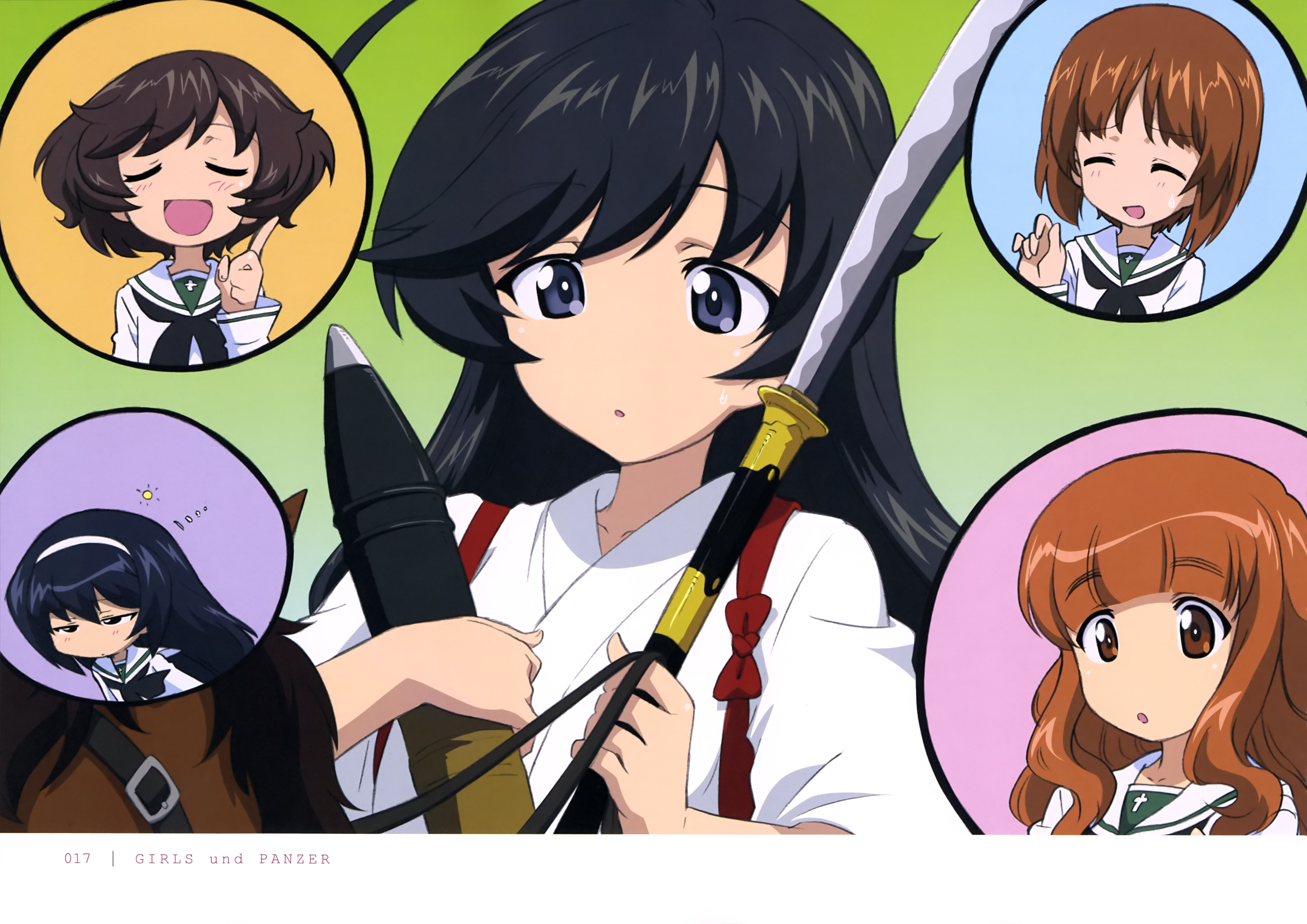 Safebooru - 5girls absurdres akiyama yukari artist request brown eyes brown hair girls und ...